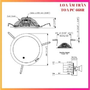 Loa gắn trần loại móc treo TOA PC-668R - Hàng chính hãng